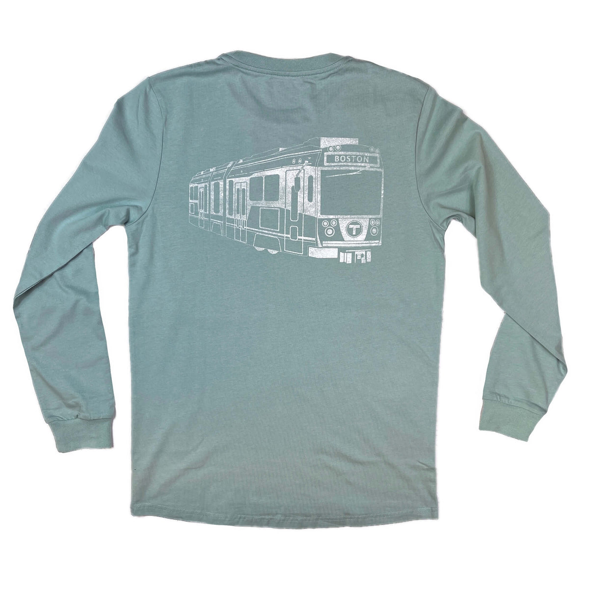 Adult MBTA T Logo and Green Line Trolley Long Sleeve T-Shirt - Green ...