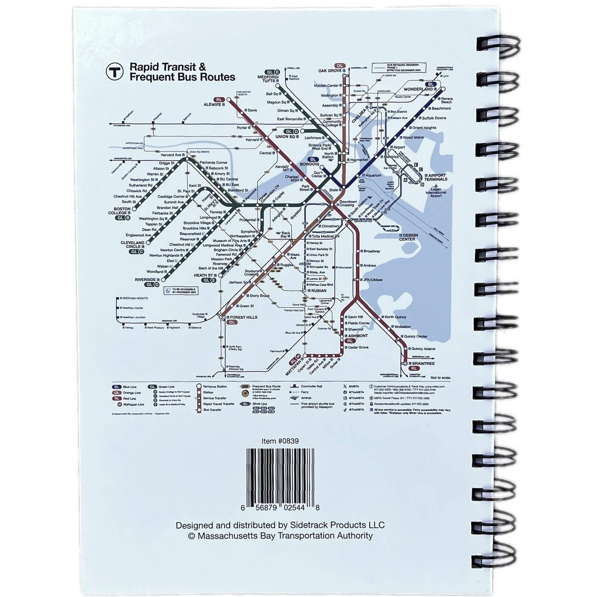 MBTA Spiral Notebook - Charcoal | Sidetrack Products