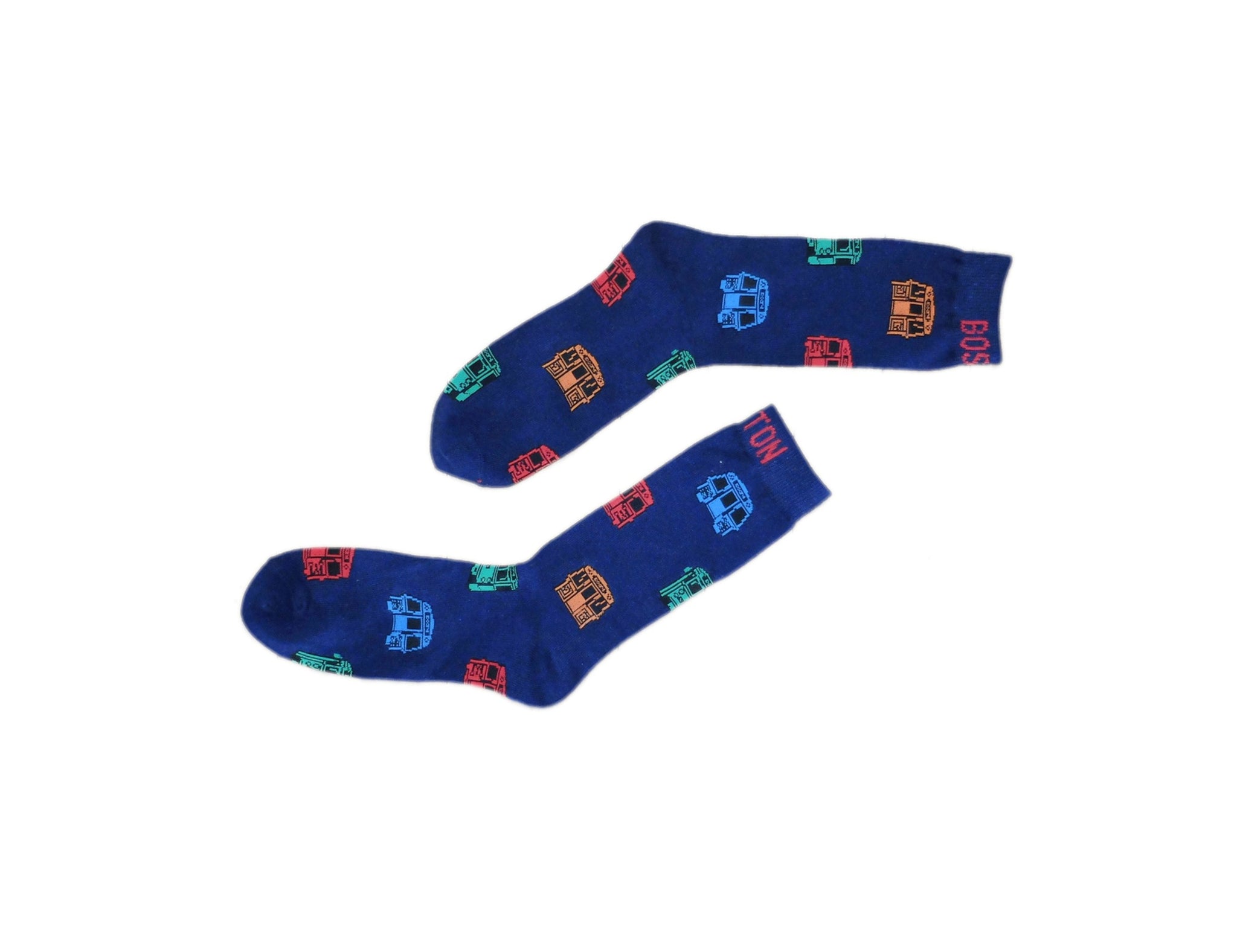 MBTA Train Pattern Socks - Indigo | Sidetrack Products