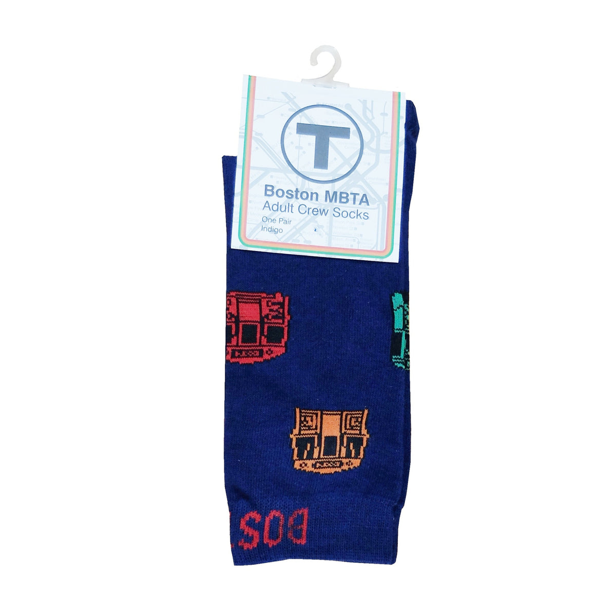 MBTA Train Pattern Socks - Indigo | Sidetrack Products