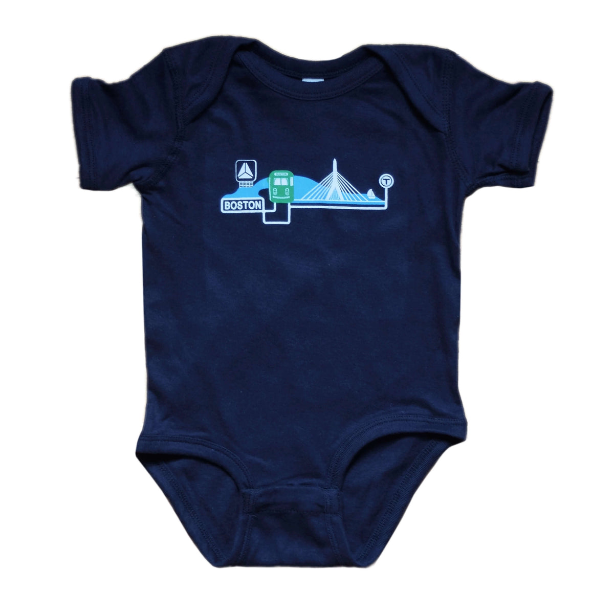 Green Line on the Charles Onesie - Navy | Sidetrack Products
